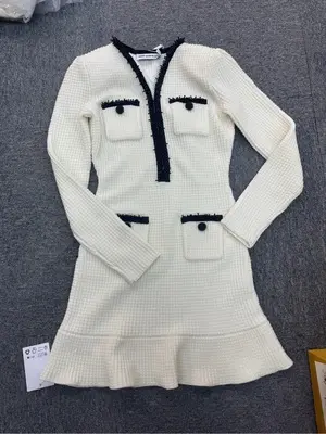 SELF-PORTRAIT Bead-detailed Long-sleeved Mini Dress