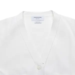 Thom Browne 4-bar V-neck Cardigan - White