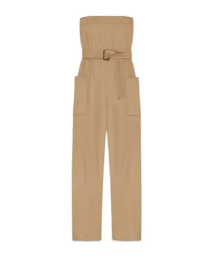 Saint Laurent Belted Strapless Jumpsuit