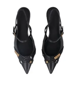 Pinko Pointed Toe Slingback Pumps With Adjustable Fit - Black