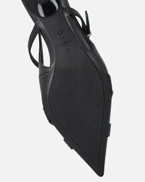 Pinko Pointed Toe Slingback Pumps With Adjustable Fit - Black