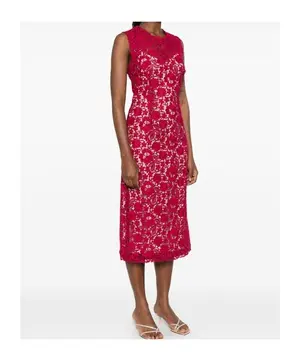 P.a.r.o.s.h Peonia Floral Lace Midi Dress - Red