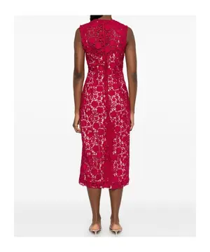 P.a.r.o.s.h Peonia Floral Lace Midi Dress - Red