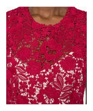 P.a.r.o.s.h Peonia Floral Lace Midi Dress - Red