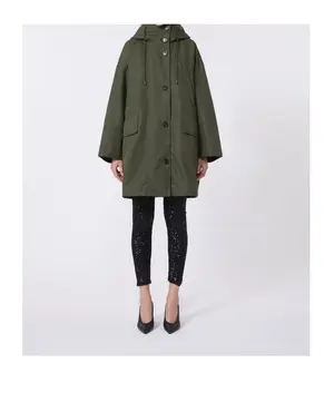 Max Mara Hooded Button Jacket With Drawstring Waist