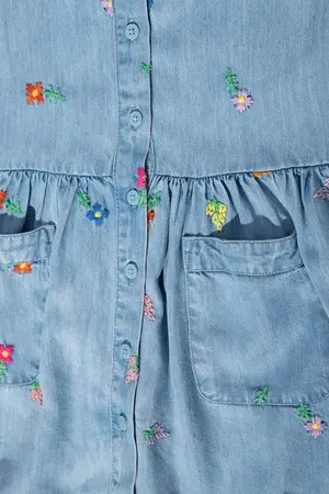 Stella McCartney Embroidered Flowers Denim Dress