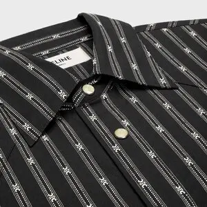 Celine Western Shirt In Triomphe Striped Cotton