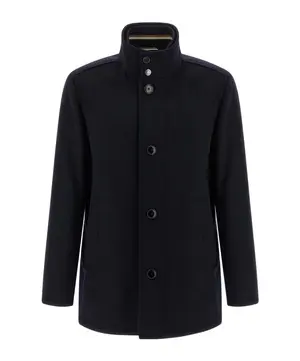 Hugo Boss Relaxed-fit Button-up Coat With High Neck