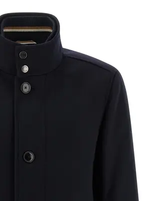 Hugo Boss Relaxed-fit Button-up Coat With High Neck