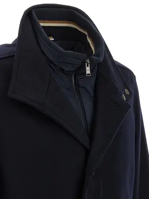 Hugo Boss Relaxed-fit Button-up Coat With High Neck