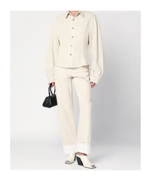 HAIKURE Fitted Button-up Shirt With Logo Patch - White