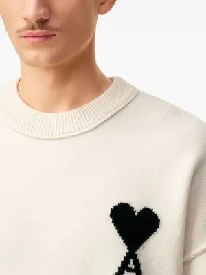 AMI Paris De Coeur Crewneck Jumper - White/black