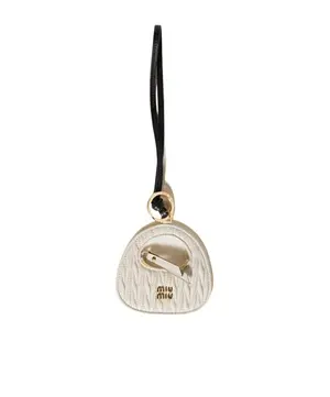 Miu Miu Matelassé Leather Bag Charm Keyring - Nude
