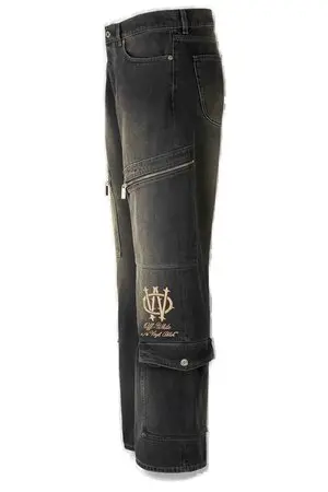 Off-White Cargo Jeans With Embossed Logo