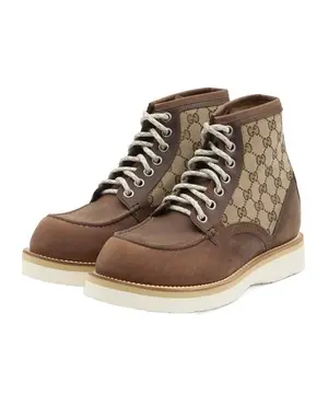 Gucci Lace-up Ankle Boots With Gg Monogram - Multicolor