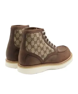 Gucci Lace-up Ankle Boots With Gg Monogram - Multicolor