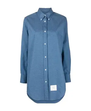 Thom Browne Collared Button-up Shirt Dress - Deep Blue