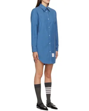 Thom Browne Collared Button-up Shirt Dress - Deep Blue