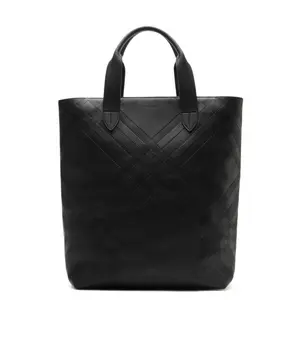 Burberry Embossed Check Tote - Black