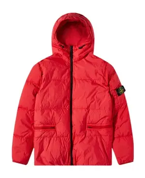 Stone Island Logo Patch Hooded Down Jacket