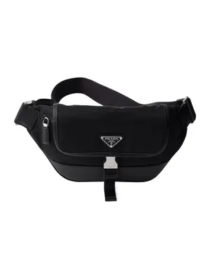Prada Re-nylon And Saffiano Leather Shoulder Bag - Black