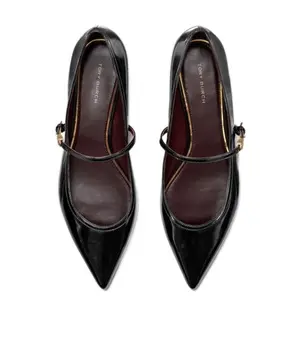 Tory Burch Double T-buckle Pointed Toe Ballet Flats