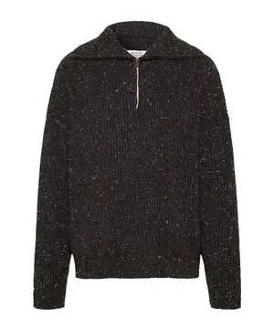 MAISON MARGIELA High Neck Zip Polo Knitted Sweater - Charcoal