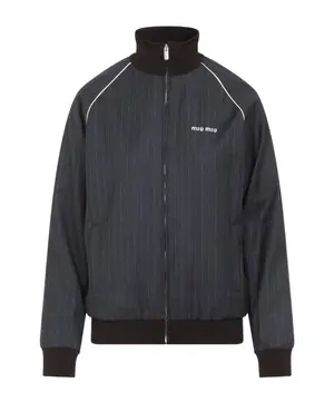 Miu Miu Pinstriped Zip-up Blouson Jacket - No