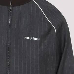 Miu Miu Pinstriped Zip-up Blouson Jacket - No