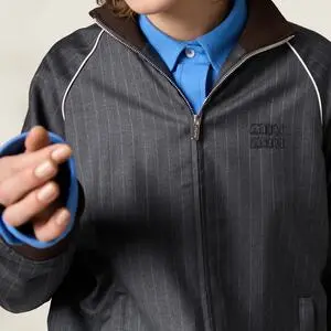 Miu Miu Pinstriped Zip-up Blouson Jacket - No