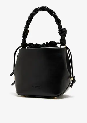 GANNI Bou Bucket Bag With Braided Handle - Black