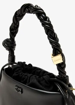 GANNI Bou Bucket Bag With Braided Handle - Black