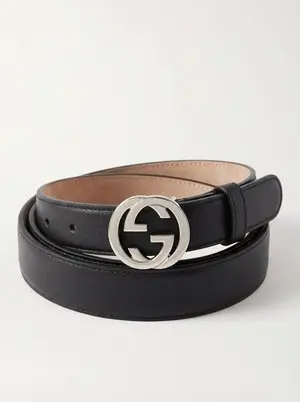 Gucci Thin Belt With Interlocking G Buckle - Black