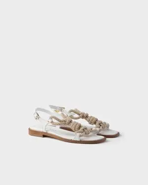 Prada Knotted Detail Open Toe Flat Sandals