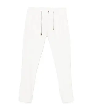 Eleventy Tapered Trousers With Drawstring Waist - White