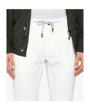 Eleventy Tapered Trousers With Drawstring Waist - White