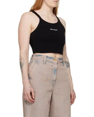 Palm Angels Logo Printed Crewneck Tank Top - Black