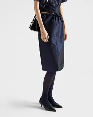 Prada Taﬀeta Midi Skirt With Drawstring And Pleated Details