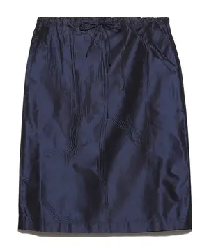 Prada Taﬀeta Midi Skirt With Drawstring And Pleated Details - Blue