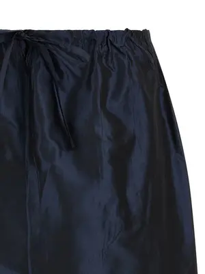 Prada Taﬀeta Midi Skirt With Drawstring And Pleated Details - Blue