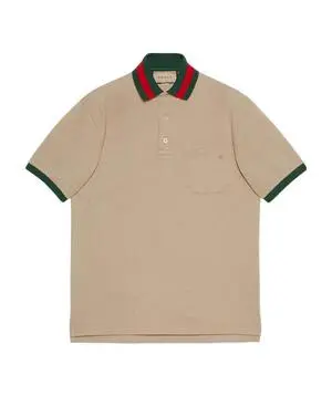 Gucci Cotton Piquet Polo With Web Collar - No