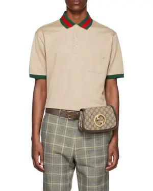 Gucci Cotton Piquet Polo With Web Collar
