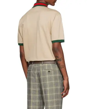 Gucci Cotton Piquet Polo With Web Collar