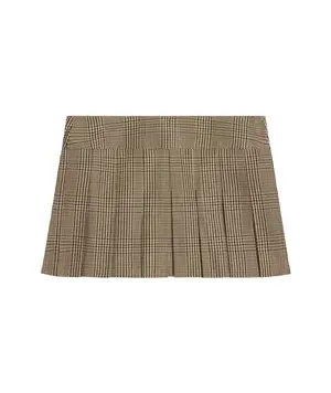 Celine Pleated Mini Skirt In Linen And Wool