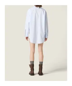 Miu Miu Striped Tie-neck Shirt