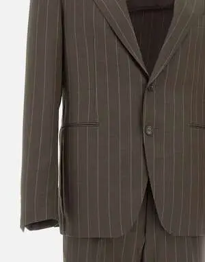 Tagliatore Pinstriped Two-piece Suit - Brown
