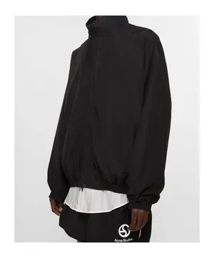 Acne Studios Logo Embroidered Zip-up Jacket - Black