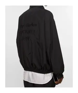 Acne Studios Logo Embroidered Zip-up Jacket - Black