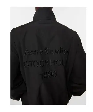 Acne Studios Logo Embroidered Zip-up Jacket - Black