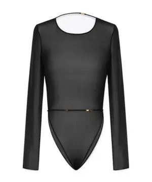 Saint Laurent Backless Long-sleeved Bodysuit
